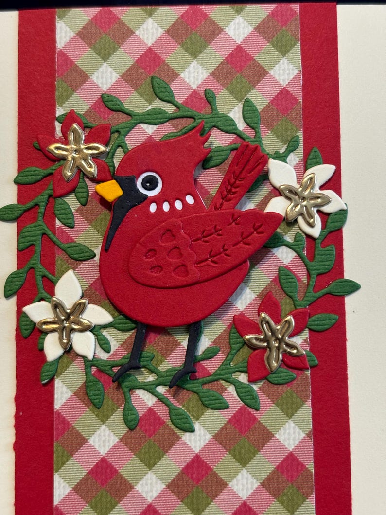Handmade, Christmas Card, Holiday Greeting Card, Red Cardinal Card ...