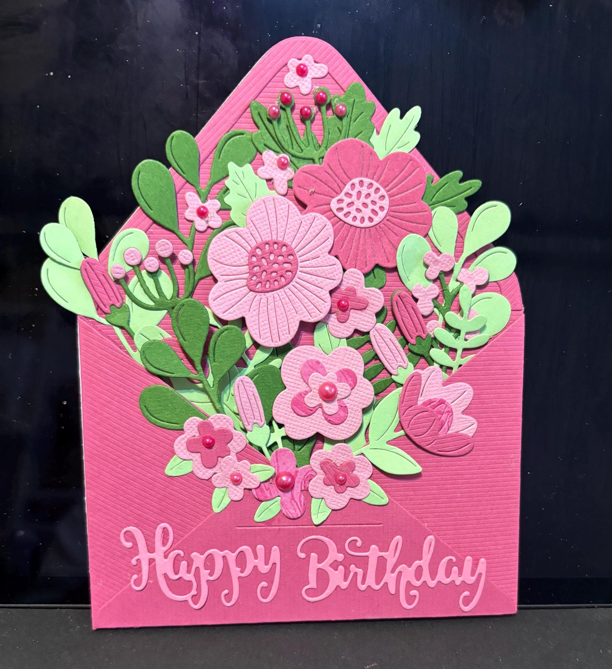Handmade, Birthday Card, Die-cut Flower Card, Envelope Shaped Card ...