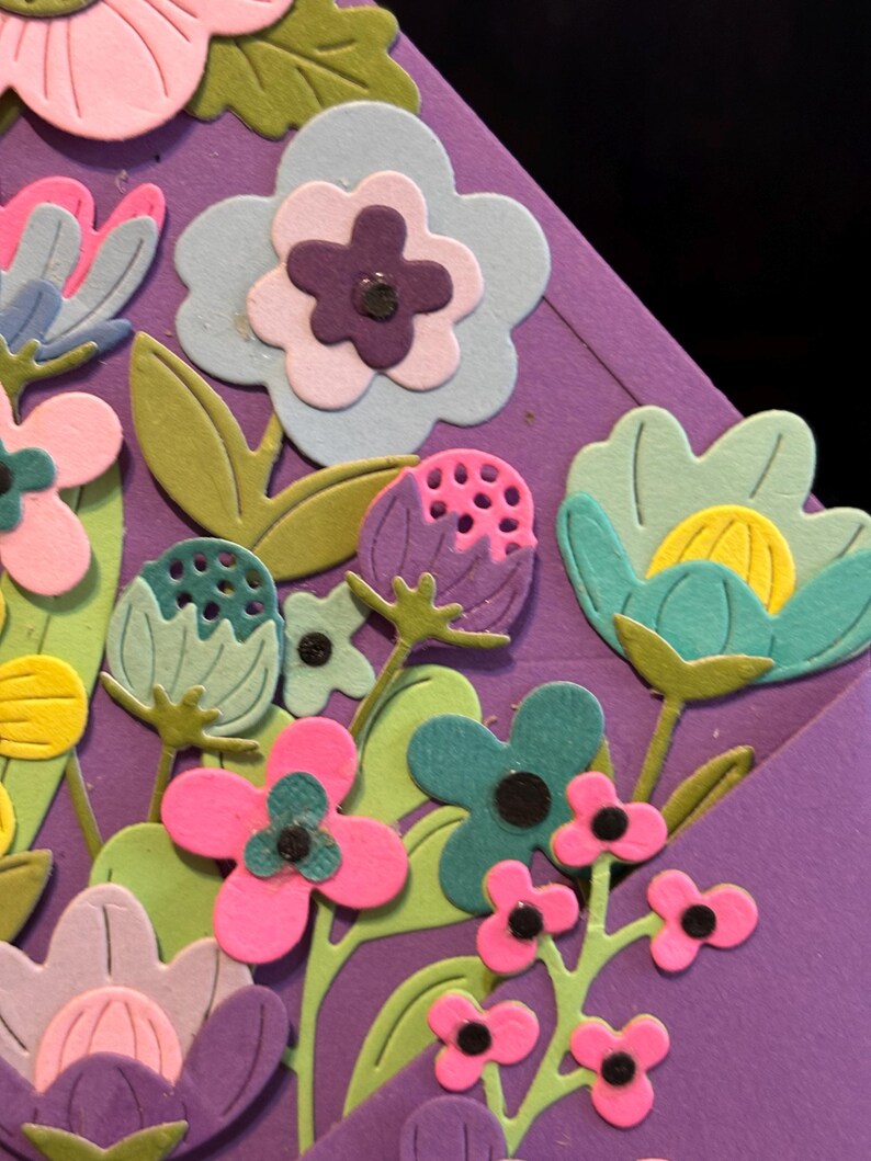 Handmade, Birthday Card, Die-cut Flower Card, Envelope Shaped Card ...
