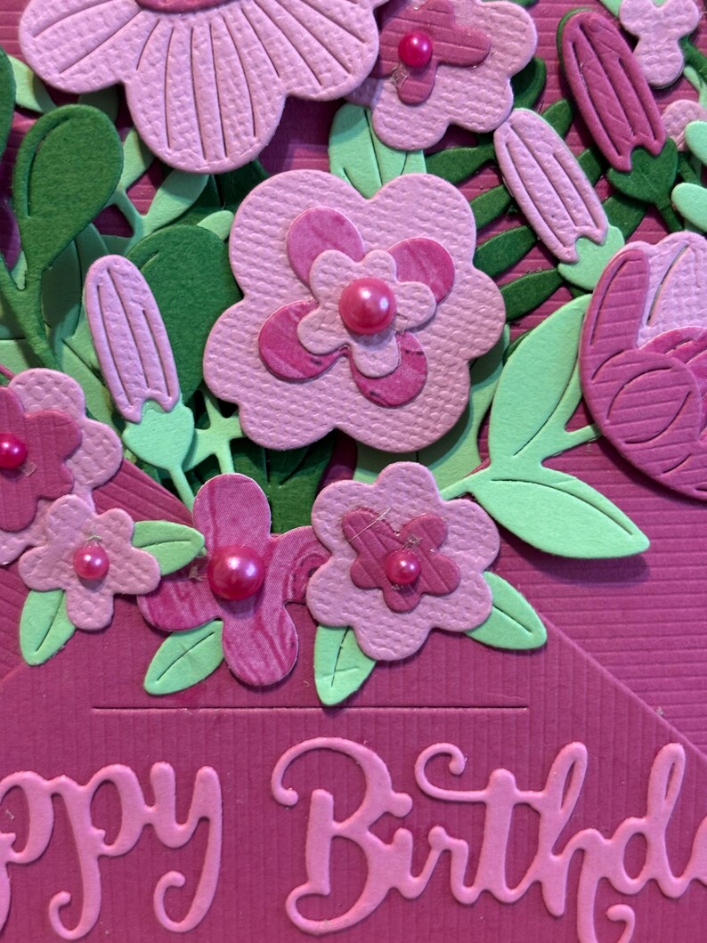 Handmade, Birthday Card, Die-cut Flower Card, Envelope Shaped Card ...