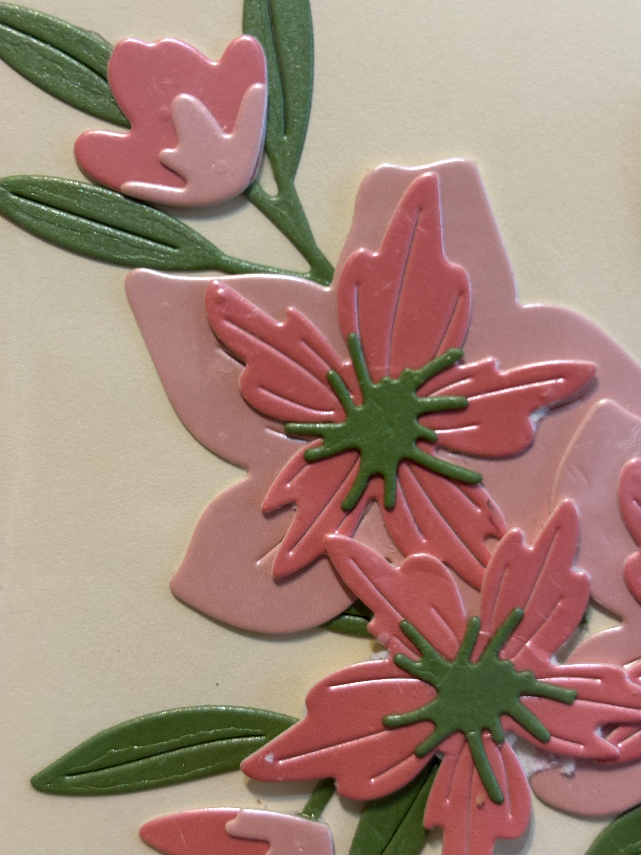 Handmade, Greeting Card, "just a Note" Sentiment, Die Cut Flowers ...