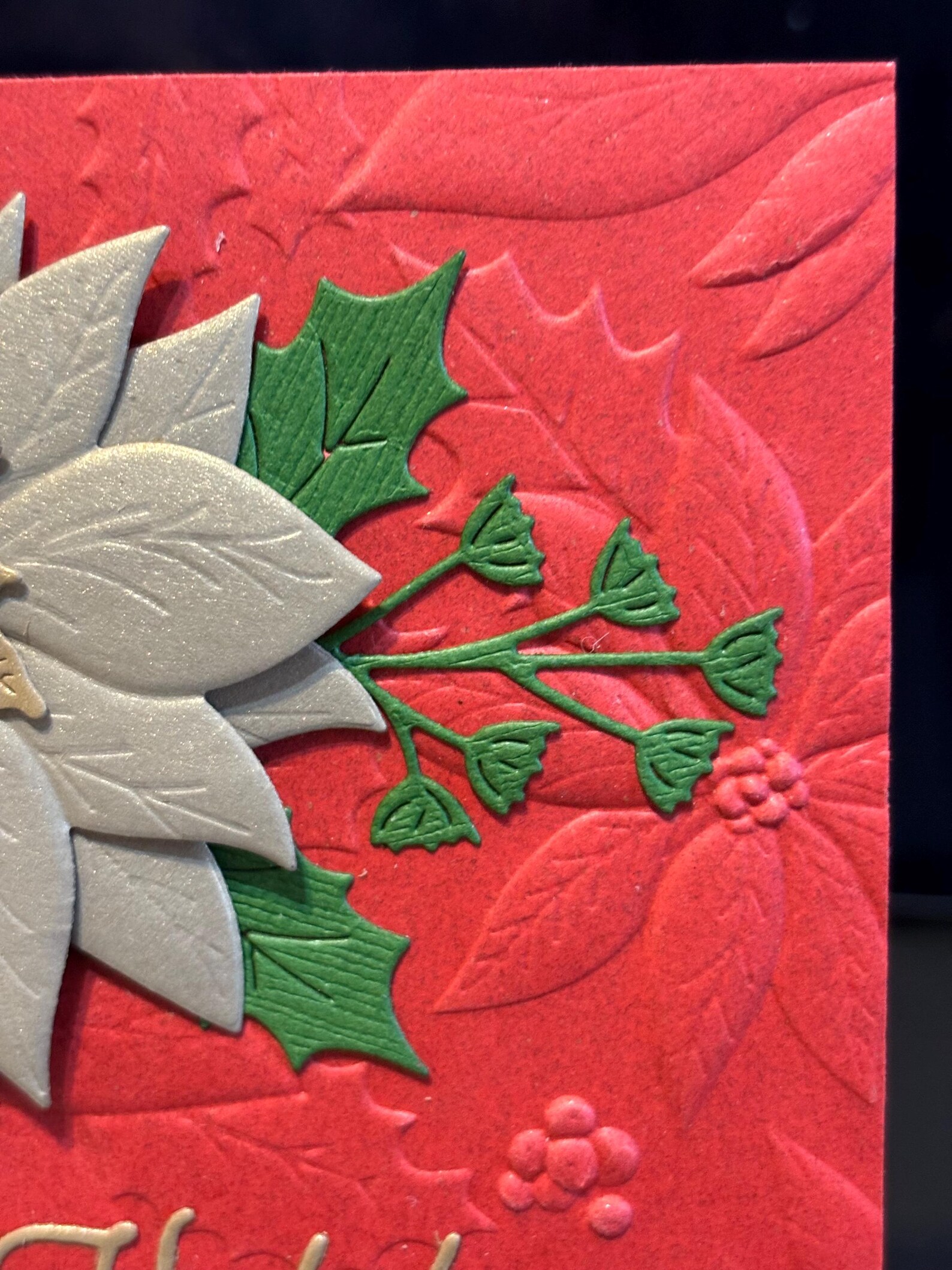 Handmade Embossed Christmas Card: Die Cut Poinsettia, Happy Holidays - Etsy