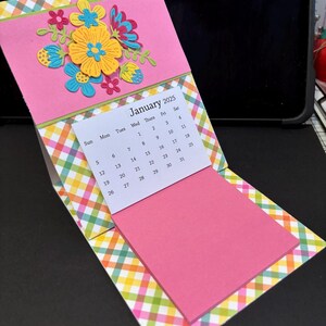 Handmade Easel Card With Desk Calendar and Sticky Notes Pad. Floral Die ...