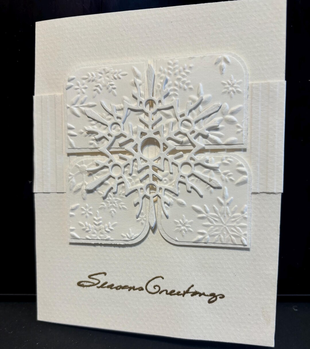 Handmade Embossed Snowflake Christmas Card: Seasons Greetings - Etsy