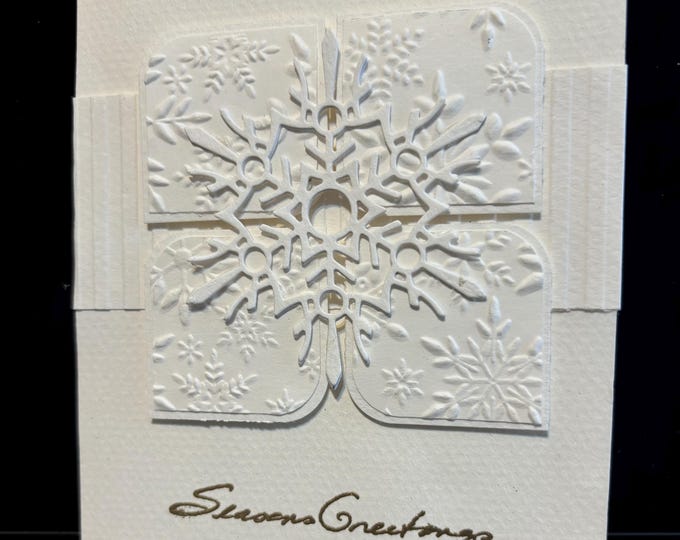 Handmade Embossed Snowflake Christmas Card: Seasons Greetings - Etsy