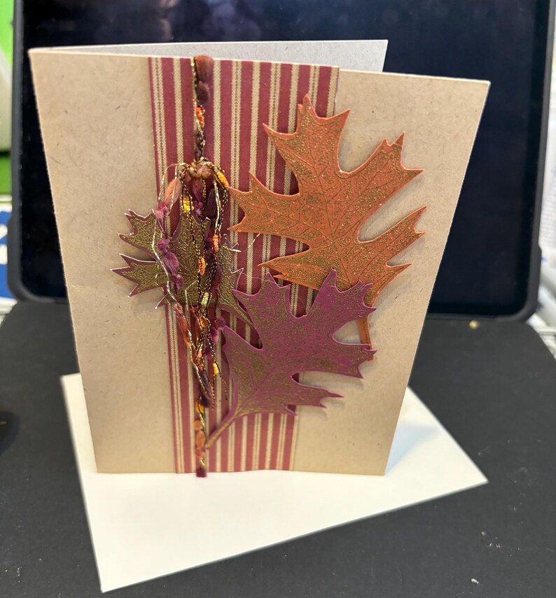 Handmade, Fall Greeting Card, Gold Embossed Autumn Leaves, Kraft Card ...