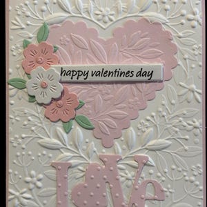 Handmade Embossed Valentine's Day Card: Pink Floral Heart - Etsy