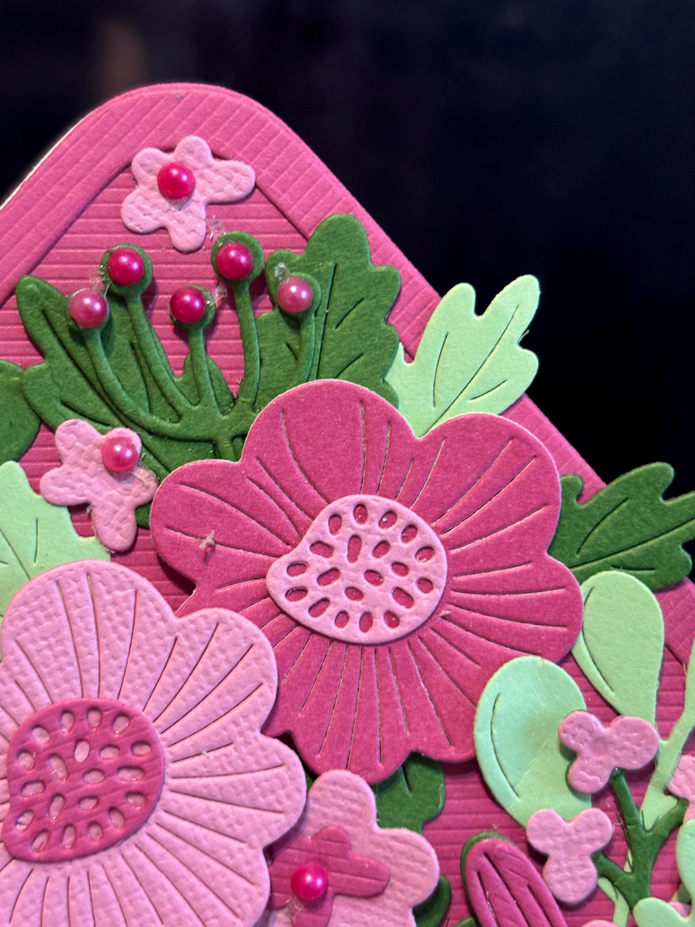 Handmade, Birthday Card, Die-cut Flower Card, Envelope Shaped Card ...