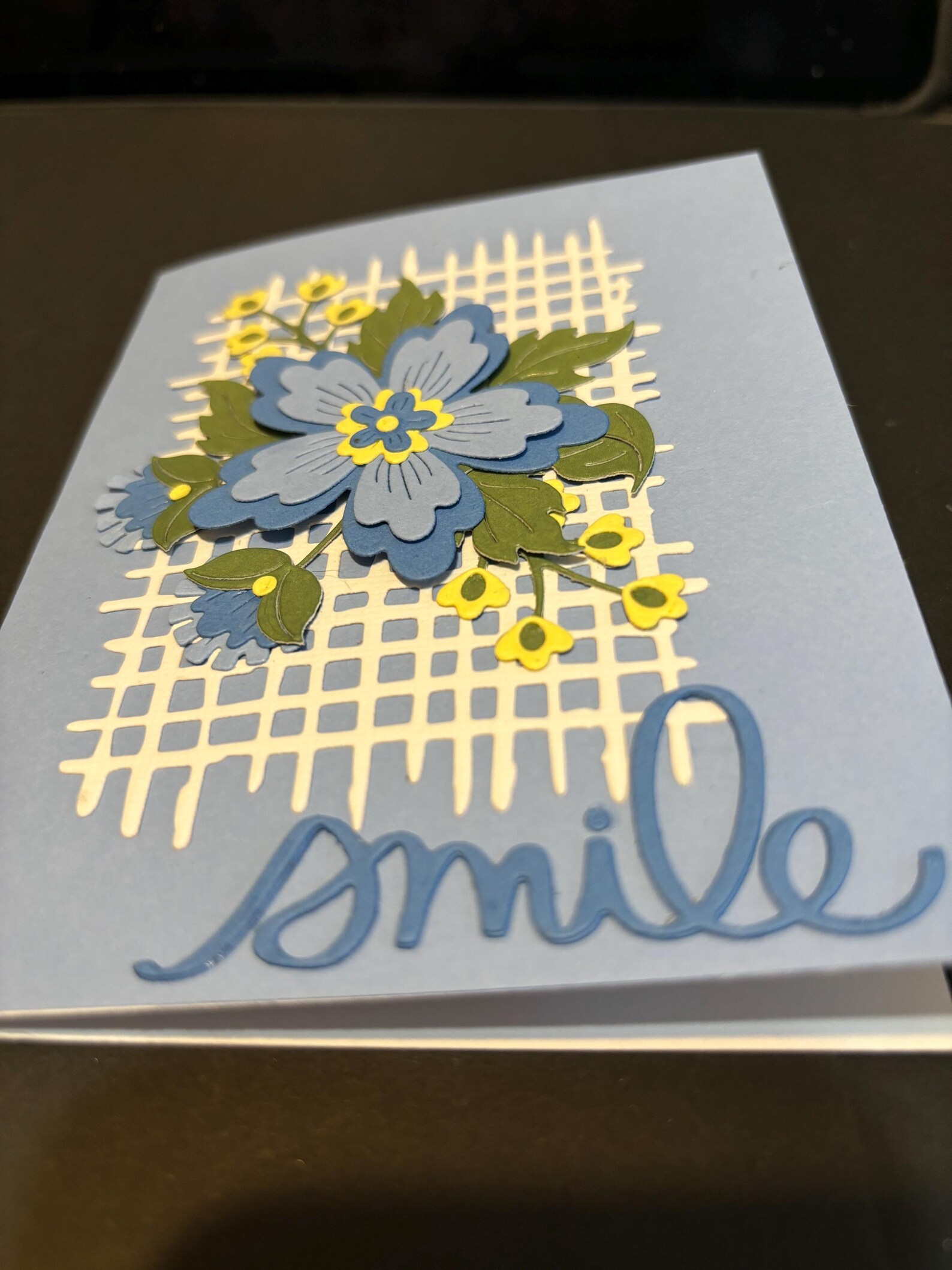 Handmade Floral Greeting Card: "smile", Lattice Backround - Etsy