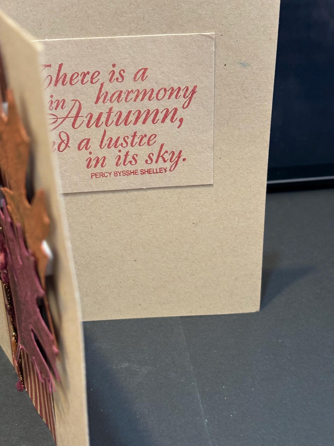 Handmade, Fall Greeting Card, Gold Embossed Autumn Leaves, Kraft Card ...