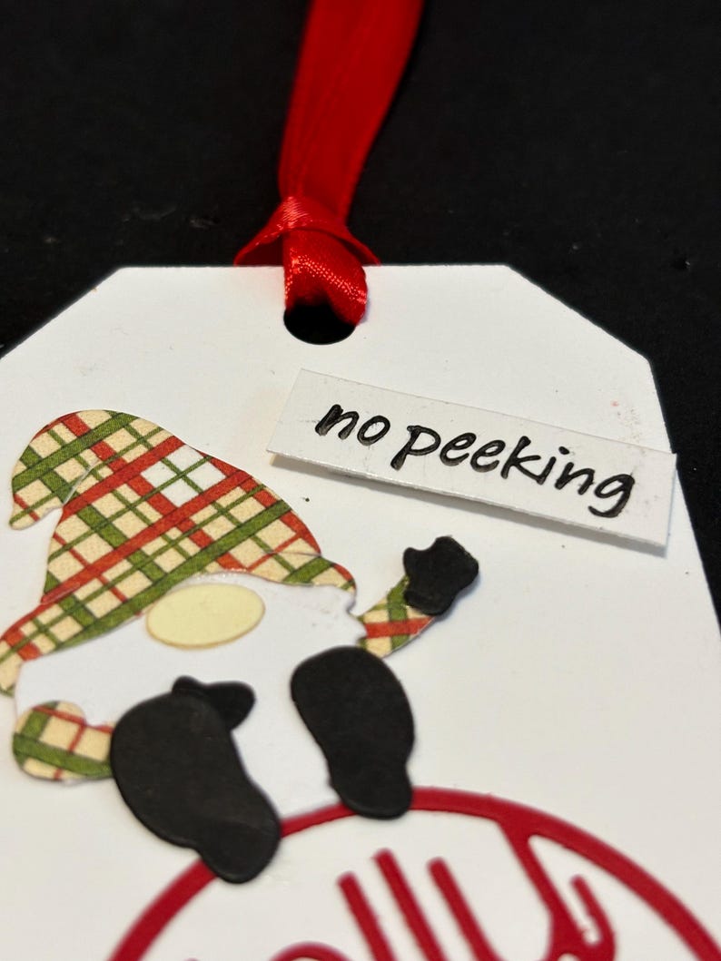 Handmade Gnome Christmas Gift Tags: "holly Jolly", "no Peeking", Set of ...