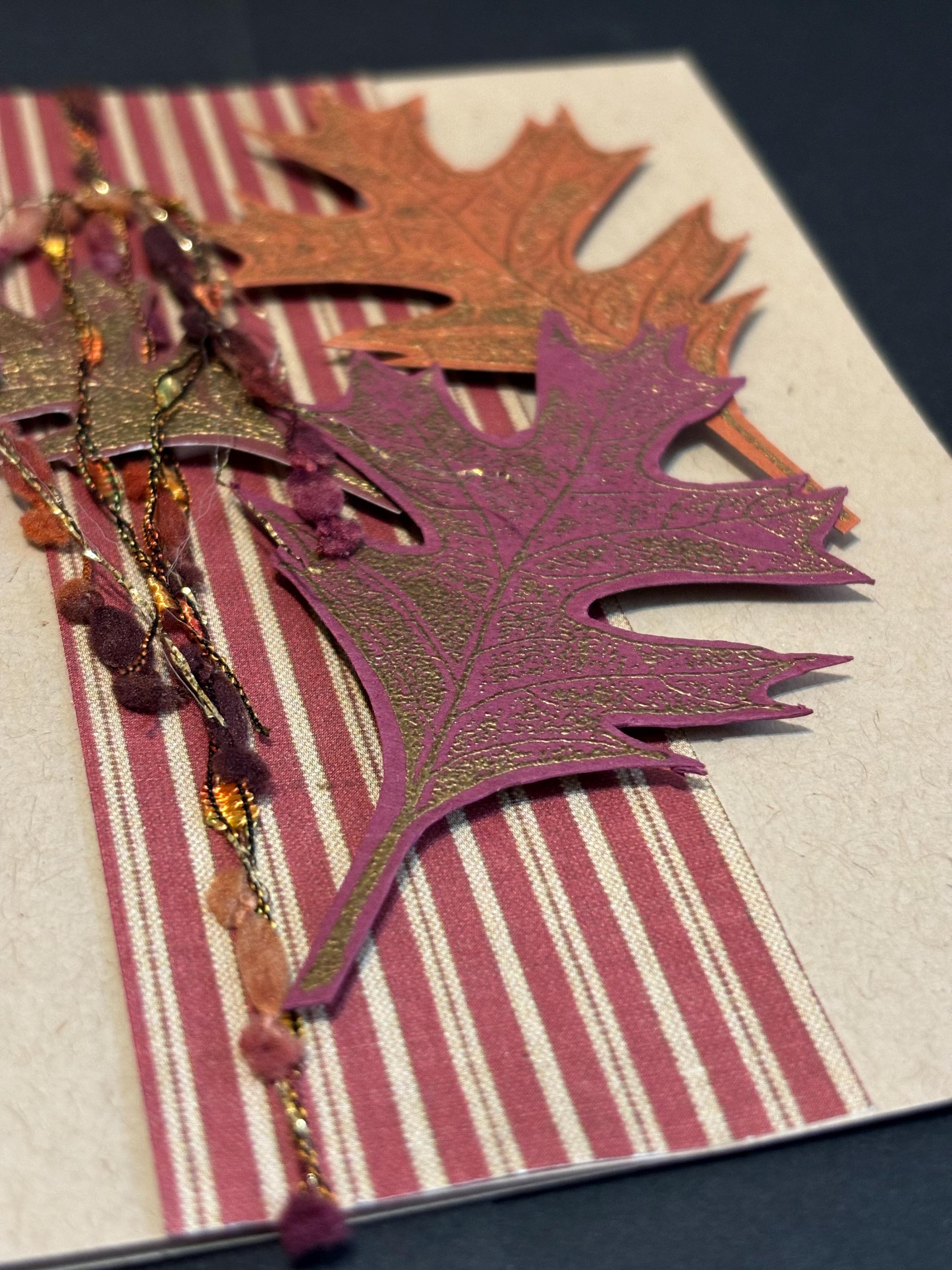 Handmade, Fall Greeting Card, Gold Embossed Autumn Leaves, Kraft Card ...