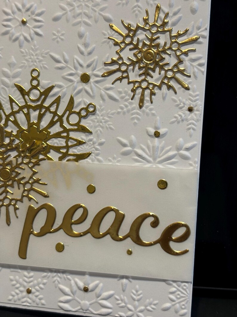 Handmade Embossed Snowflake Christmas Card: Gold Foil Peace Card - Etsy