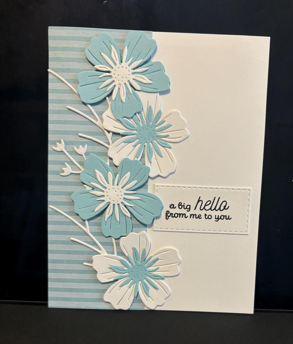Handmade, Greeting Card. 'hello Card, Die Cut Floral Card, Blank Inside ...