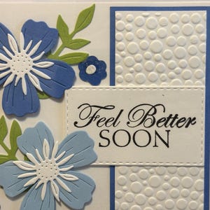 Handmade Floral Get Well Card: Blue & White Die Cut Flowers - Etsy