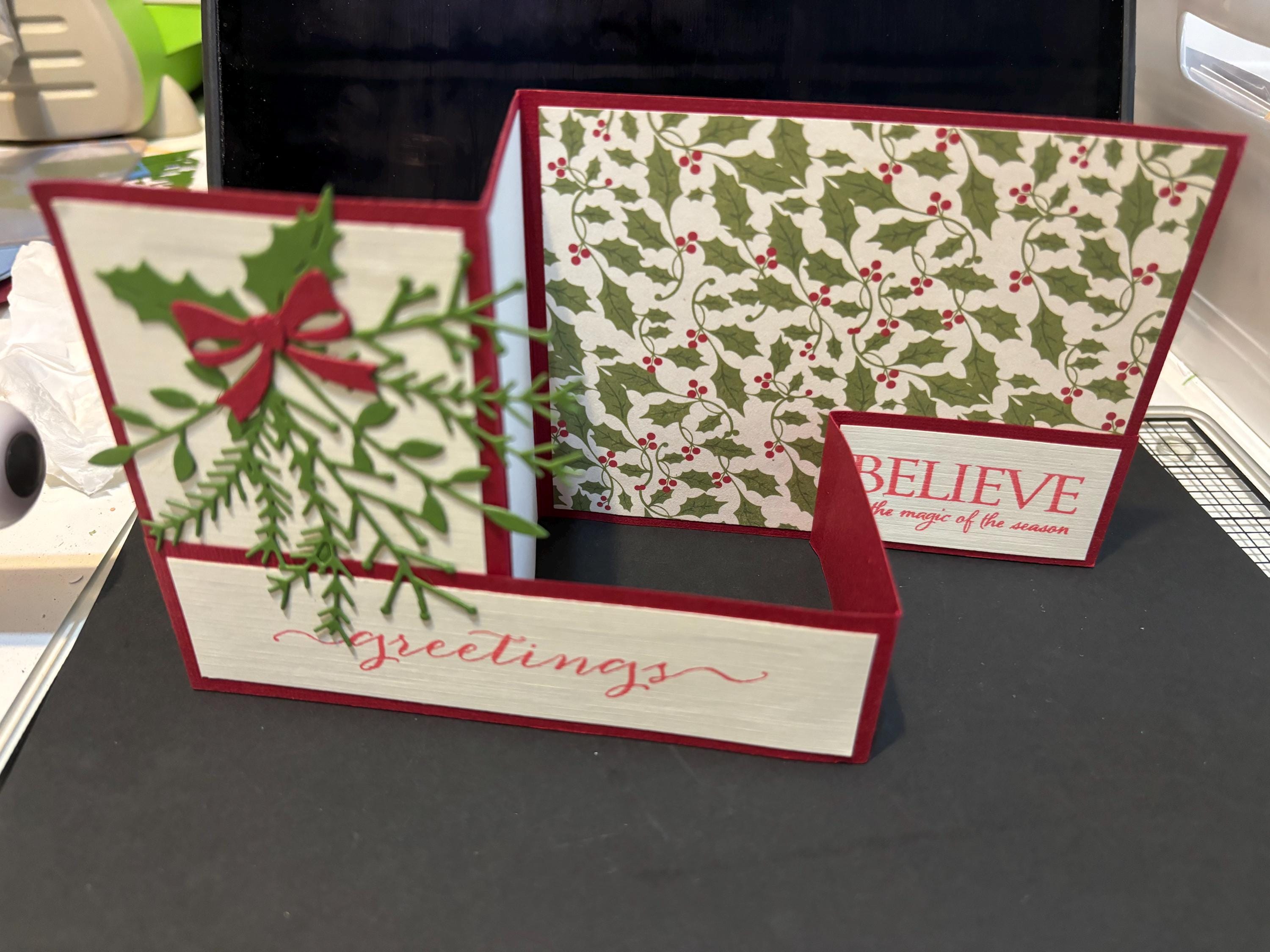 Handmade, Christmas Card, Tri-fold Card, Rubberstamped Sentiments, and ...