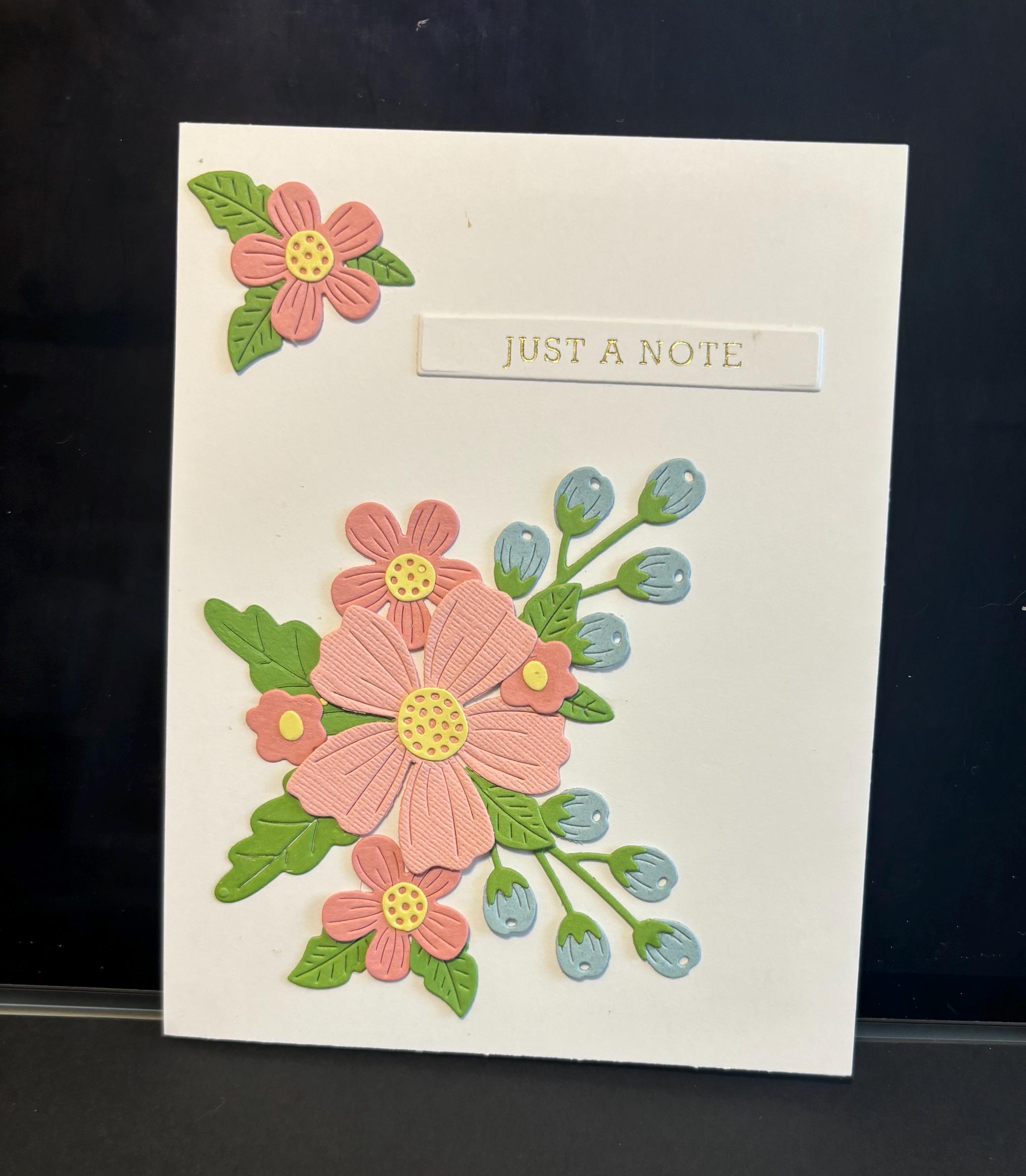 Handmade "just a Note" Greeting Card: Die Cut Floral Design - Etsy