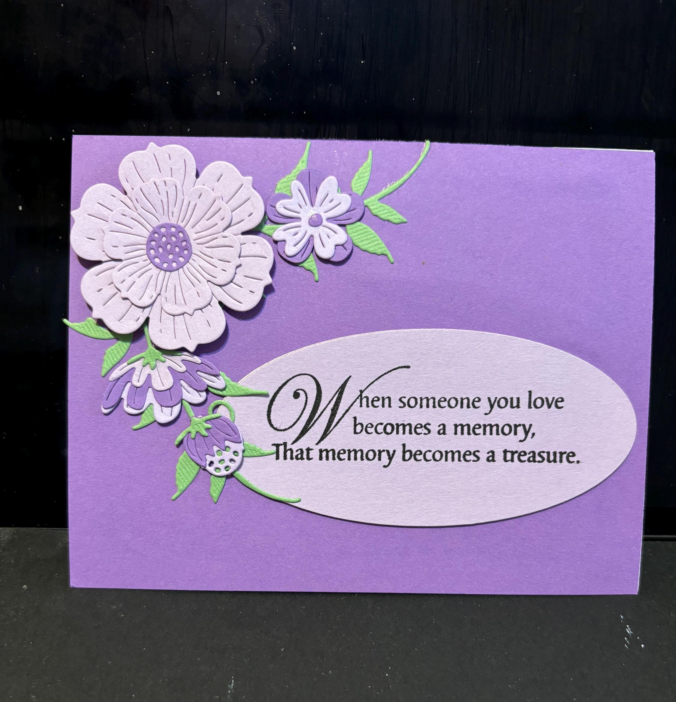 Handmade, Sympathy Card, Rubber Stamped Sentiment, Die Cut Florals ...