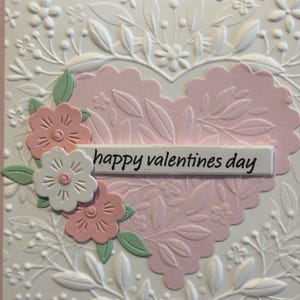 Handmade Embossed Valentine's Day Card: Pink Floral Heart - Etsy