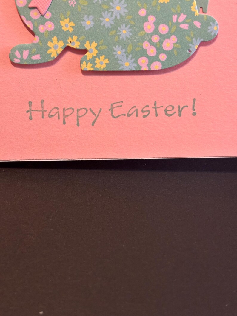 Handmade Easter Card: Floral Bunny With Pink Ribbon - Etsy