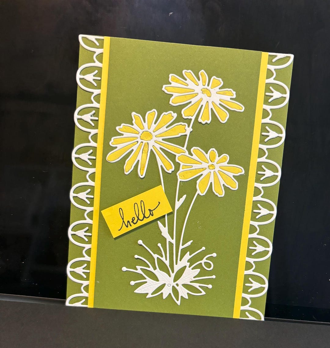 Handmade, Greeting Card, "hello" Card, Die Cut Floral Card, Blank ...