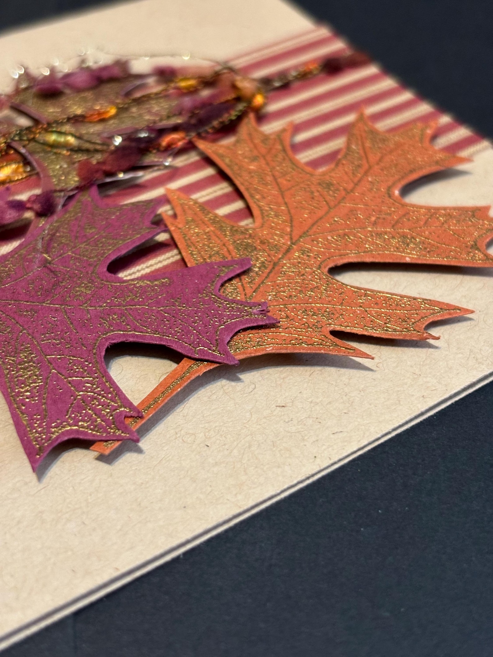 Handmade, Fall Greeting Card, Gold Embossed Autumn Leaves, Kraft Card ...