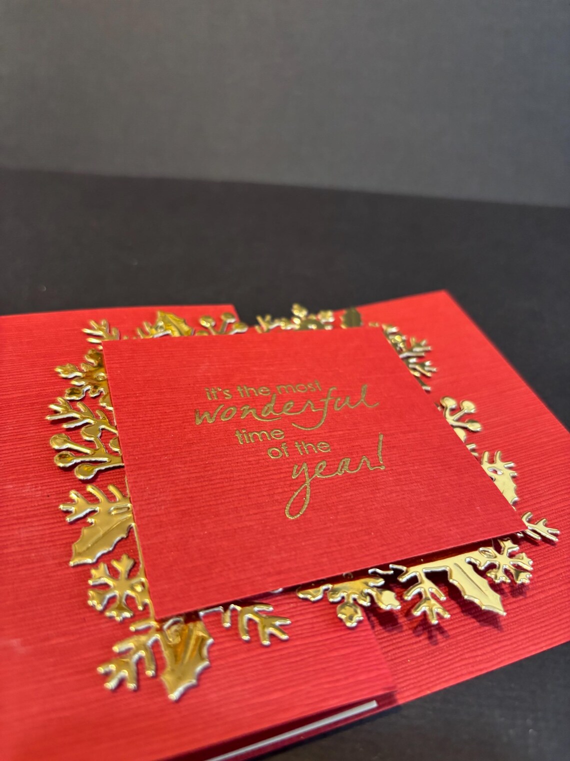 Gold Foil Christmas Card: Unique Fold, Embossed Sentiment - Etsy