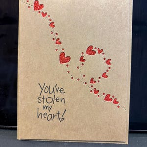 Handmade Valentine Card, "you've Stolen My Heart!" Card, Love Card, Red ...