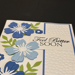 Handmade Floral Get Well Card: Blue & White Die Cut Flowers - Etsy