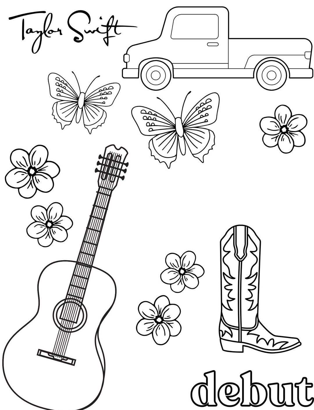 Taylor Swift Eras Coloring Pages - Etsy
