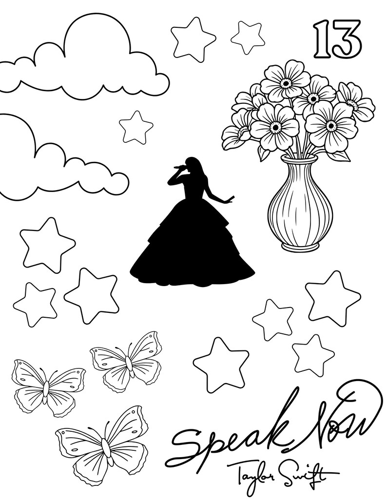 Taylor Swift Eras Coloring Pages - Etsy