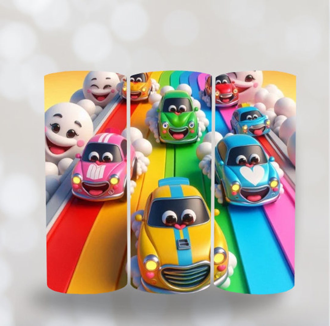 20oz Sublimation Tumbler Designs, Rainbow Cars 9.2 X 8.5” Straight ...