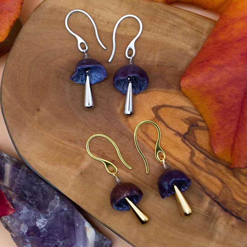 Silver Earrings Toadstool - Etsy