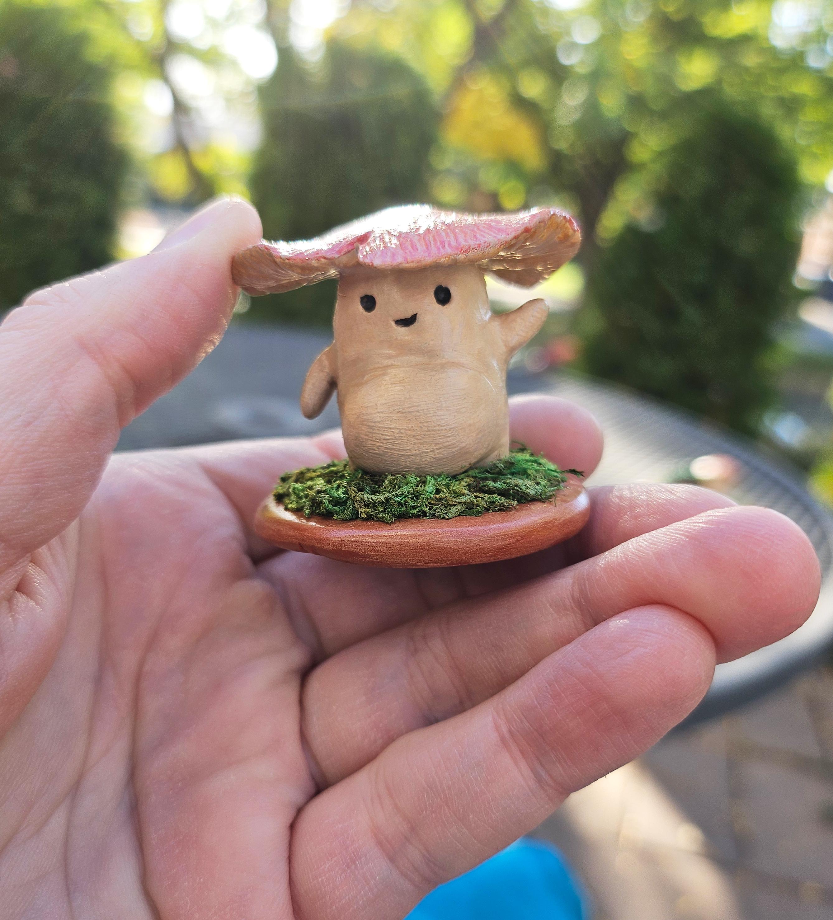 Cute Mushroom Figurine, Cottagecore Desk Buddy, Adopt a Friend, Polymer ...