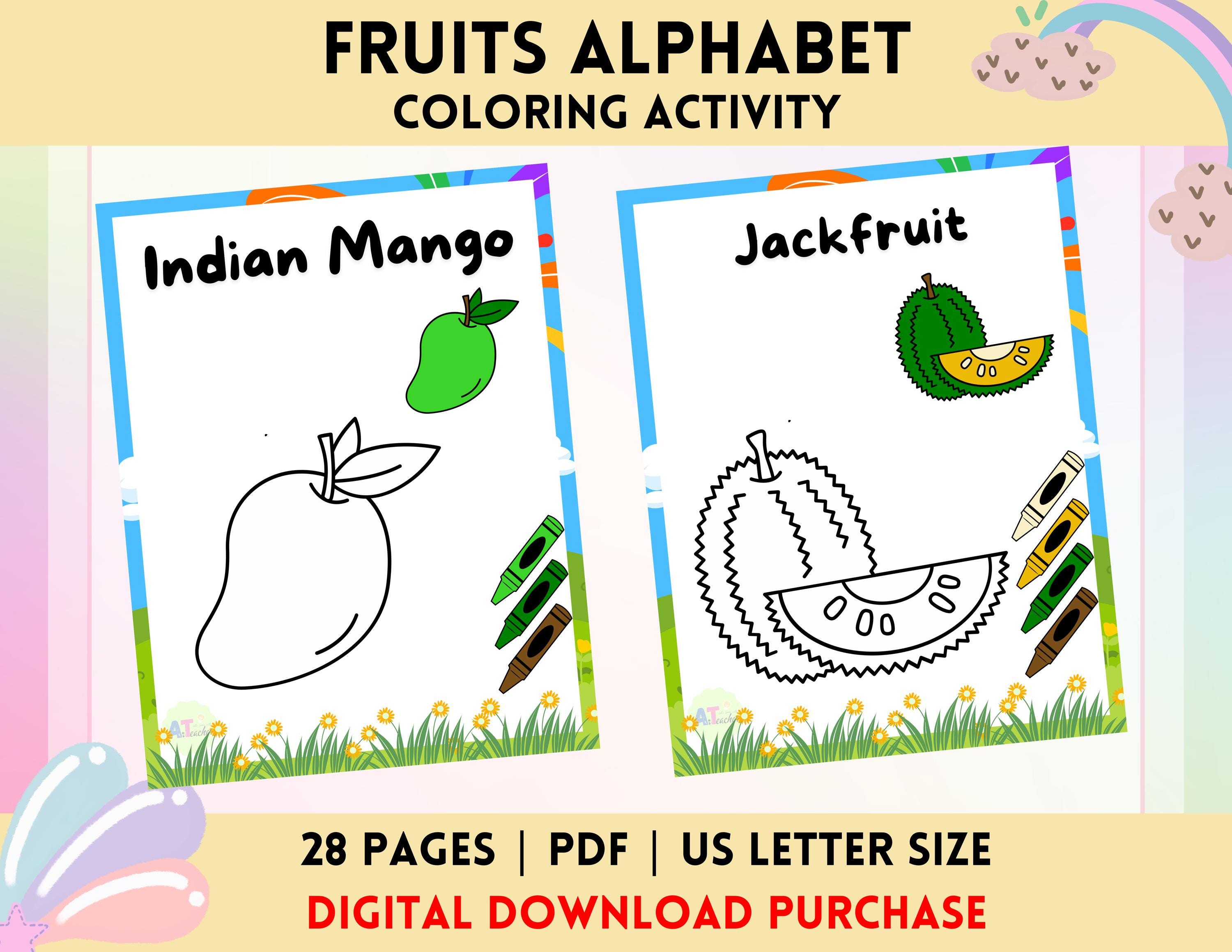 Fruits Coloring Book | Fruits Alphabet Coloring Activity | Fruits ...