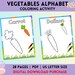 Vegetables Coloring Activity | Vegetables Alphabet Coloring ...