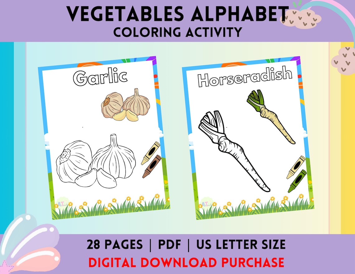 Vegetables Coloring Activity Vegetables Alphabet Coloring Vegetables ...