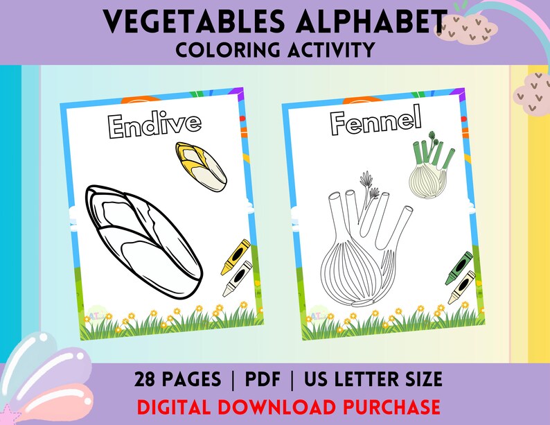 Vegetables Coloring Activity Vegetables Alphabet Coloring Vegetables ...