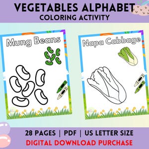 Vegetables Coloring Activity | Vegetables Alphabet Coloring ...