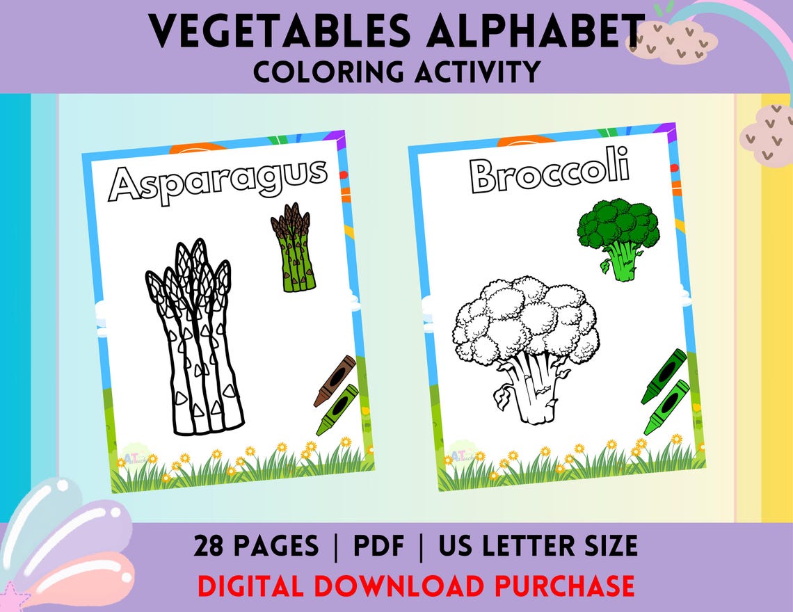 Vegetables Coloring Activity Vegetables Alphabet Coloring Vegetables ...