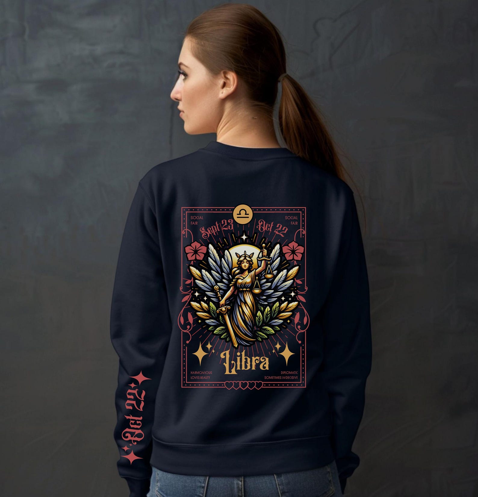 Custom Libra Fairy Crewneck Sweatshirt, Zodiac Libra Gift, Oversized ...