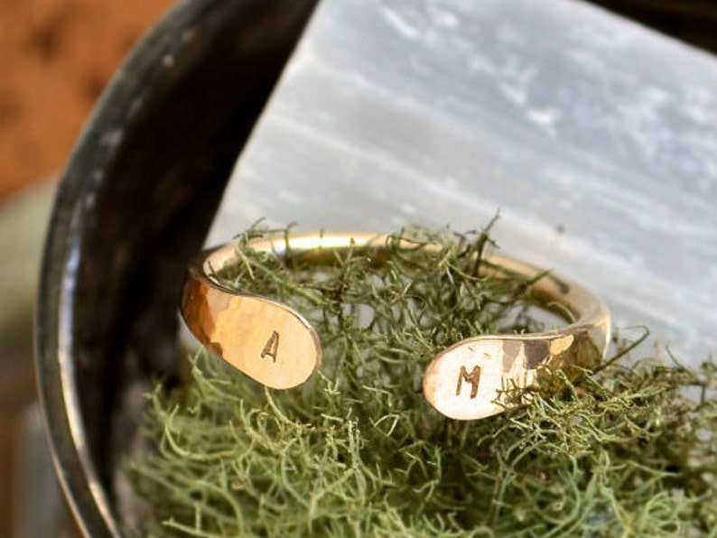 Custom Initial Ring Gold Initial Ring Double Initial Ring - Etsy