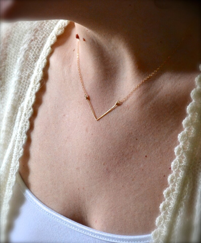 Chevron Necklace - Gold Chevron Necklace, Arrow Necklace, Chevron ...