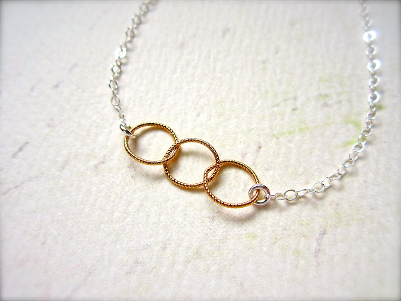 Trio Bracelet Mixed Metals Circles Bracelet, Mixed Metal Delicate ...