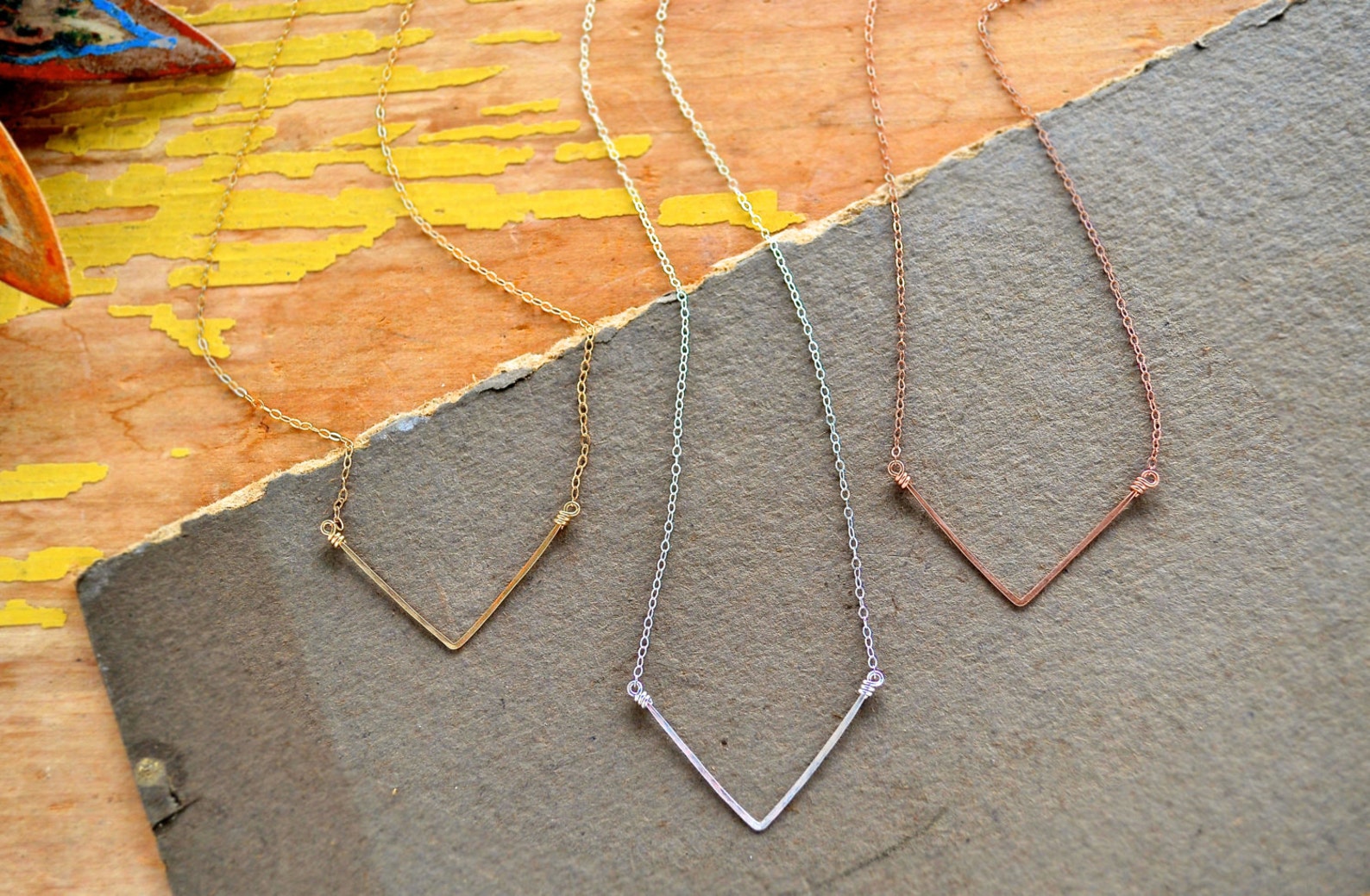 Chevron Necklace - Gold Chevron Necklace, Arrow Necklace, Chevron ...