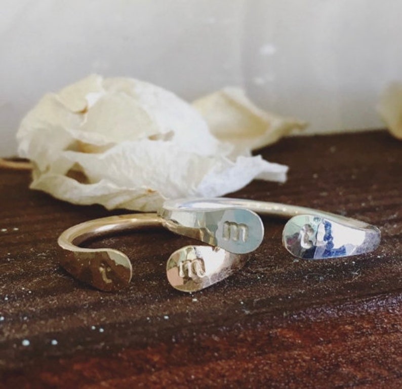 Custom Initial Ring Gold Initial Ring Double Initial Ring - Etsy