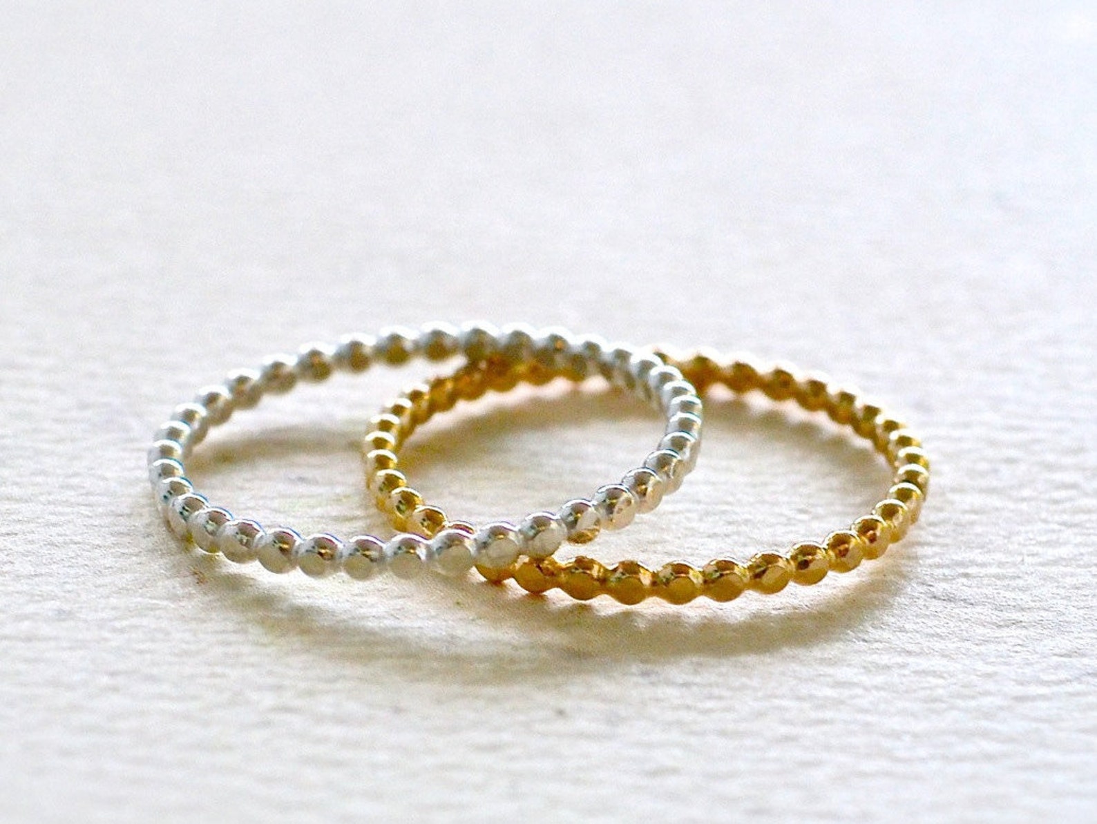 Droplets Ring - Gold Hammered Dot Ring, Silver Dot Ring, Stacking Ring ...