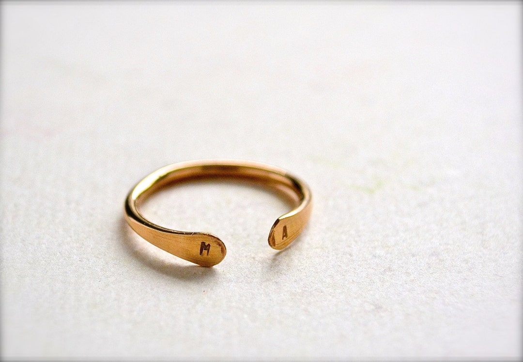 Custom Initial Ring - Gold Initial Ring, Double Initial Ring, Two ...