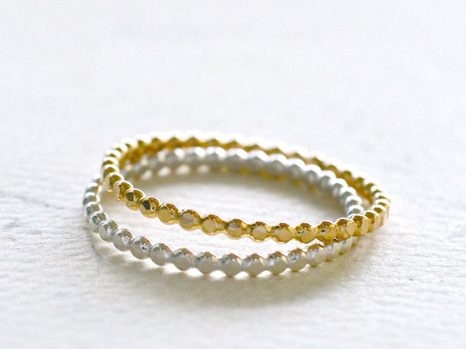 Droplets Ring - Gold Hammered Dot Ring, Silver Dot Ring, Stacking Ring ...