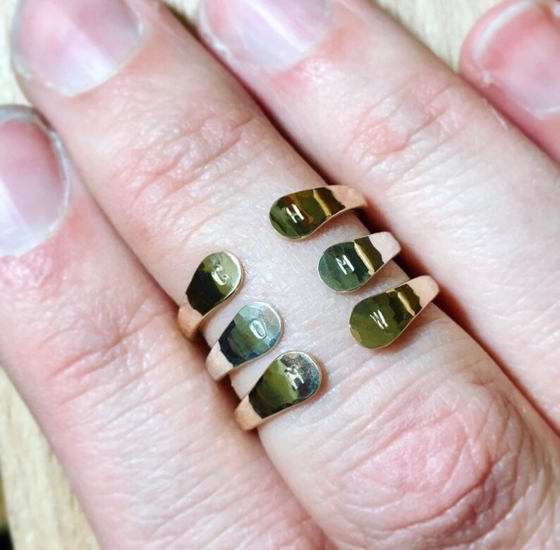 Custom Initial Ring Gold Initial Ring Double Initial Ring - Etsy